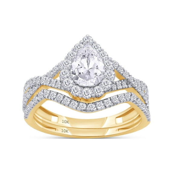 1 1/10 Carat Pear & Round Shape IGI Certified Lab Grown Diamond Halo ...