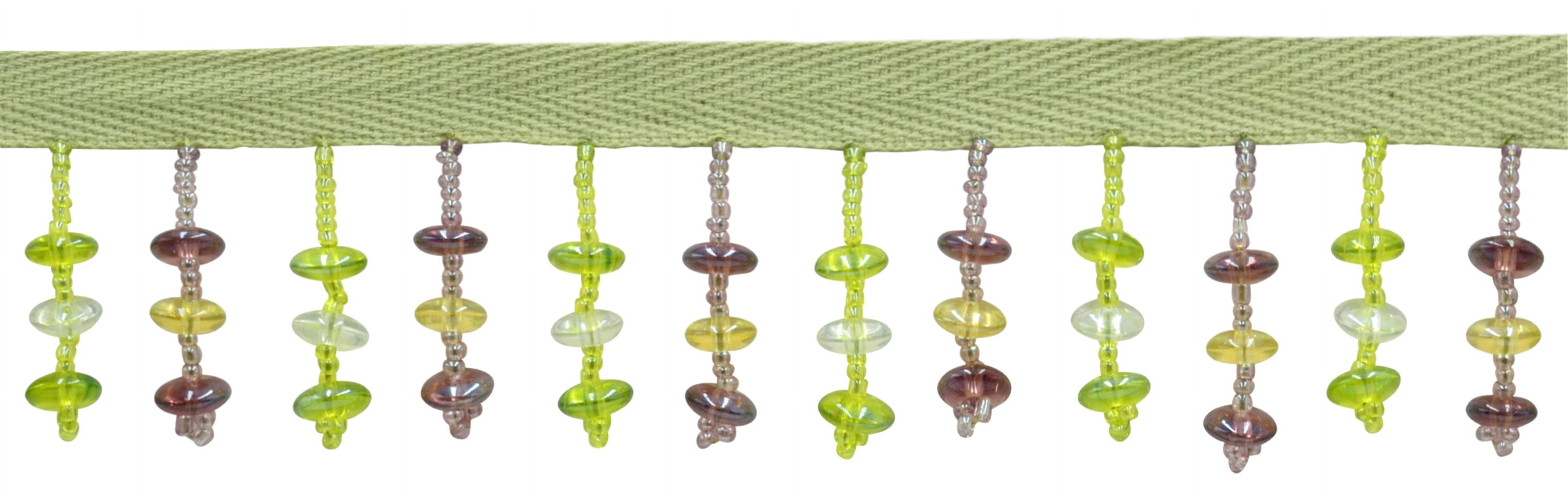 1 1/2" (3.5cm) Beautiful Handcrafted Beaded Fringe Trim with Disc Bead ...