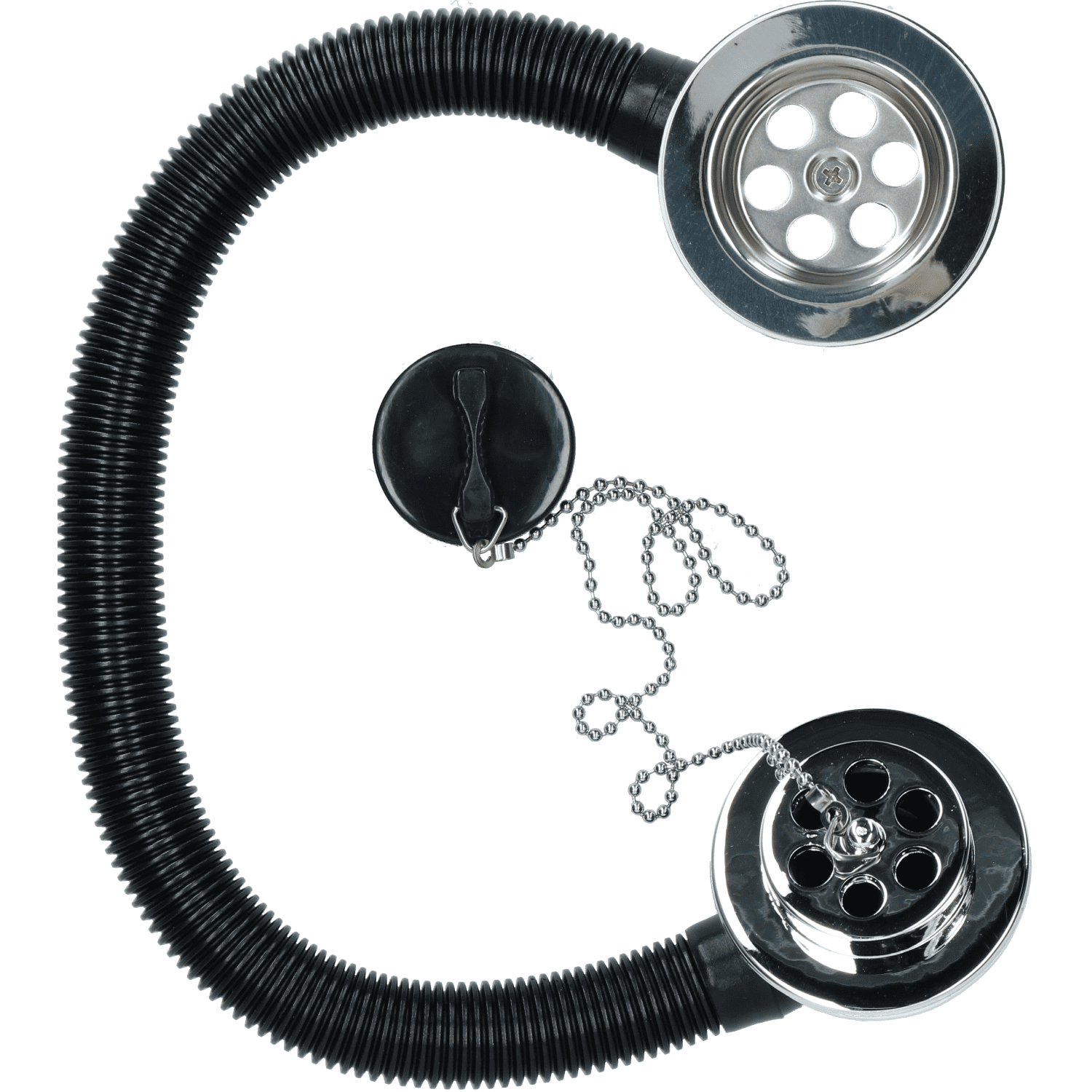1-1/2" (38mm) Chrome Bath Waste Drain & Overflow with Rubber Plug ...