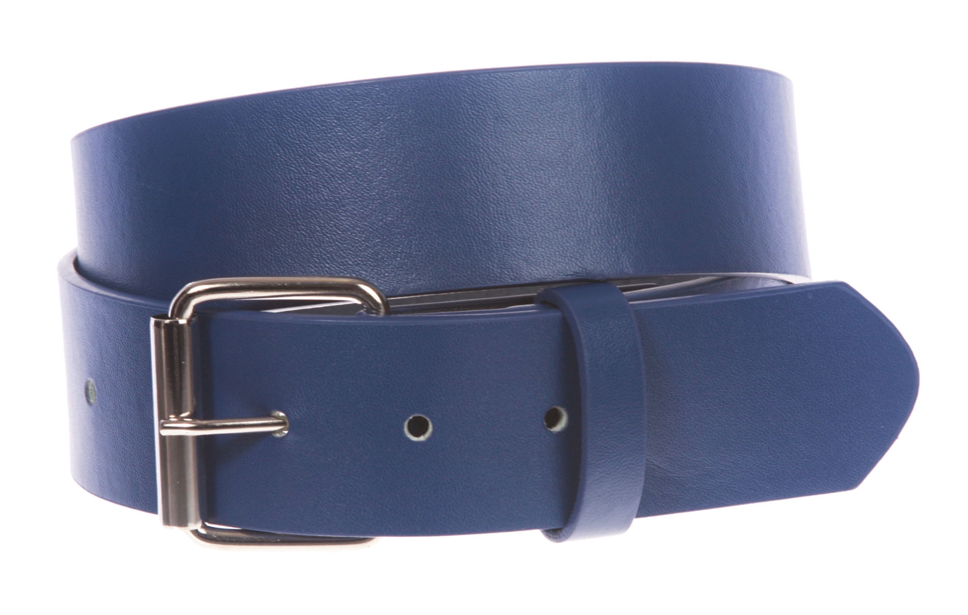 1 1/2" (38mm) Snap On Plain Leather Jean Belt With Roller Buckle ...
