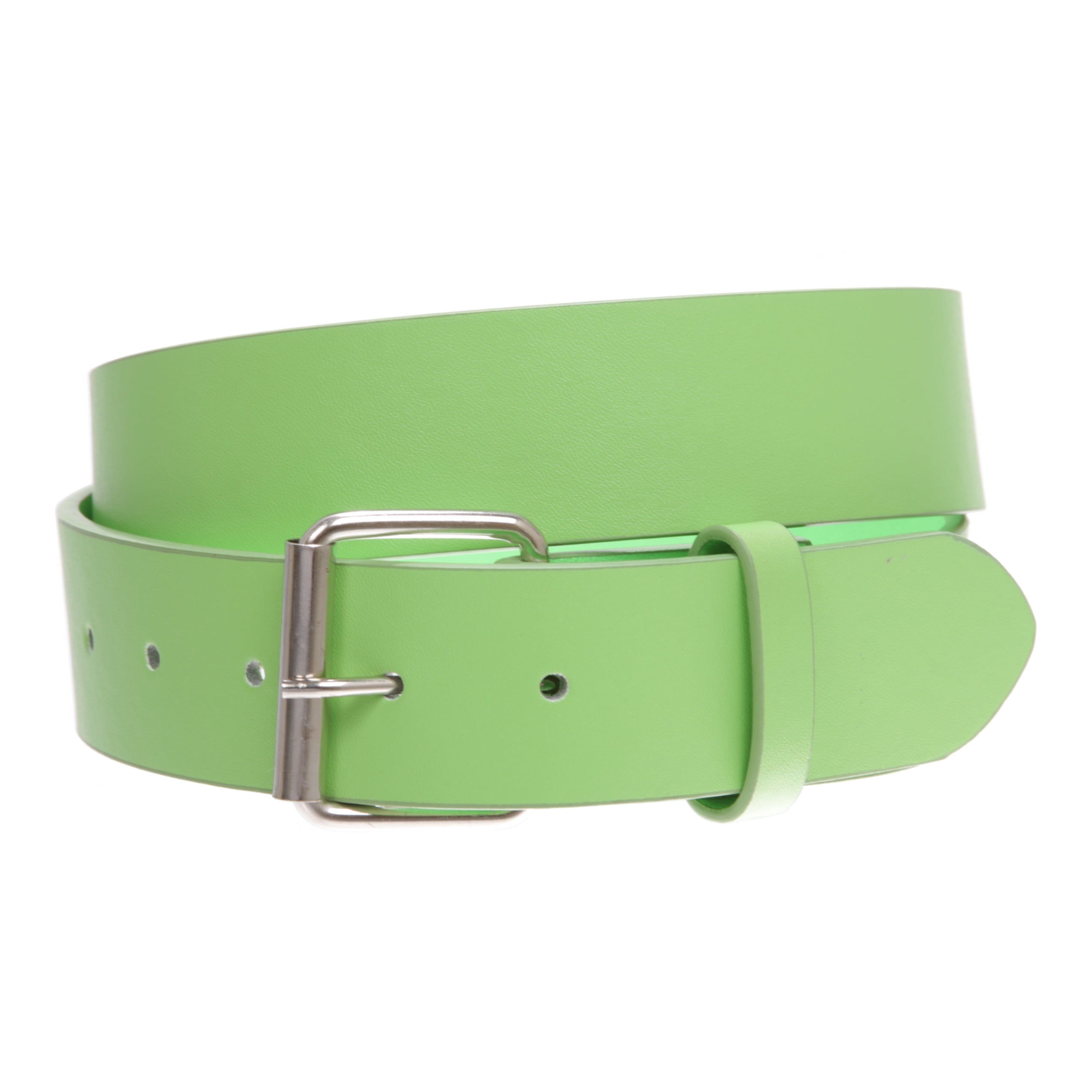 1 1/2" (38mm) Snap On Plain Leather Jean Belt With Roller Buckle ...