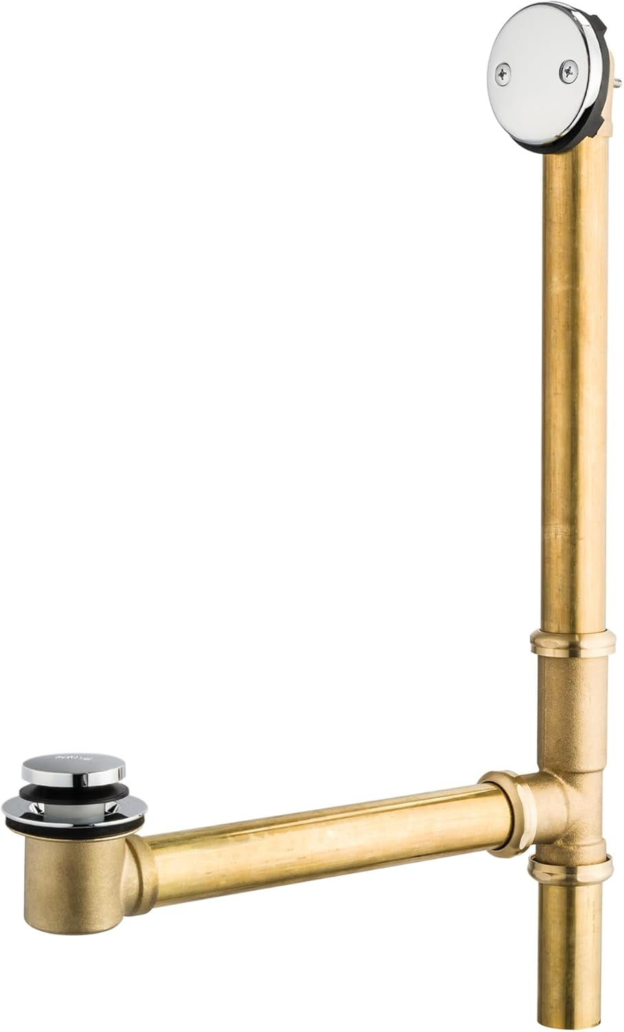 1-1/2" Brass Tubular Bath Drain Kit with Tip-Toe Bath Drain Stopper ...
