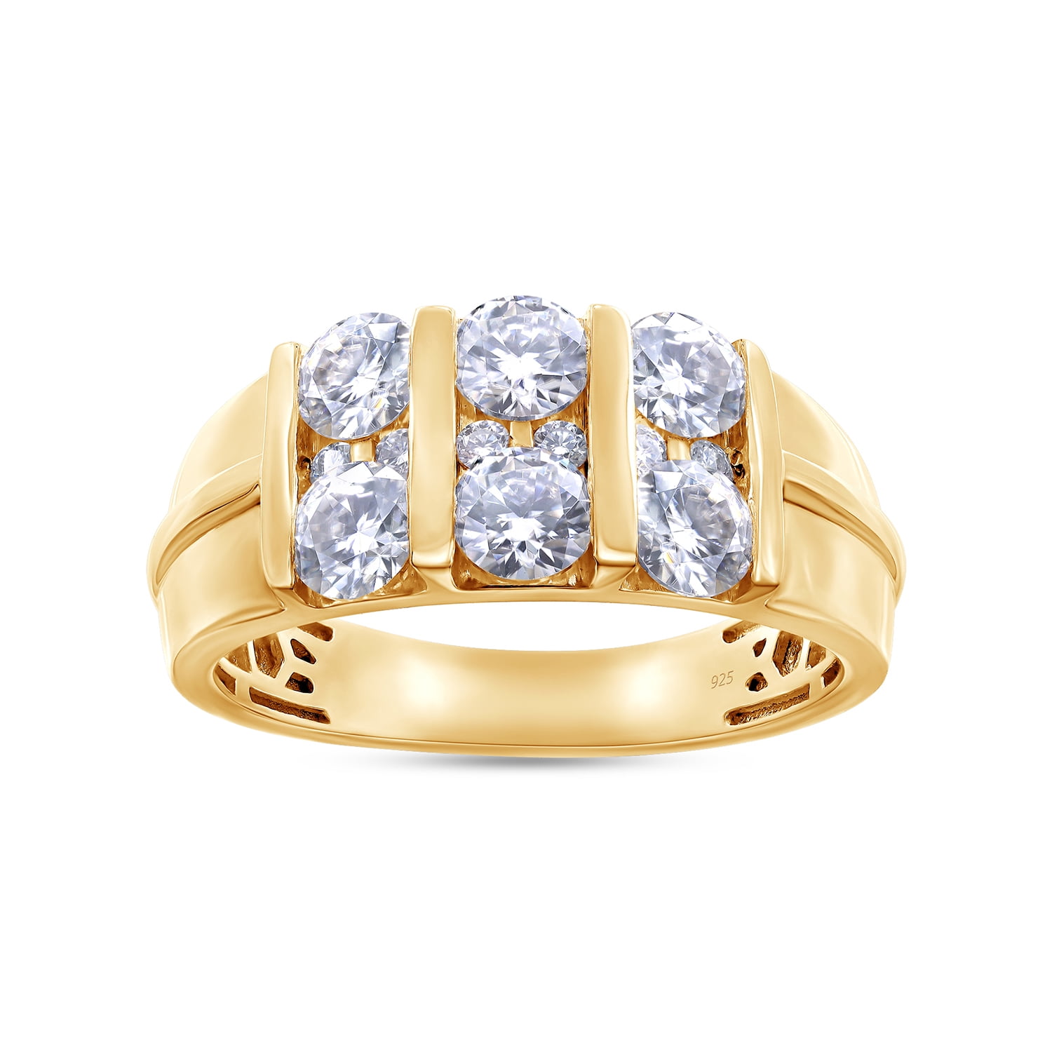 1 1/2 Carat Round Cut Lab Created Moissanite Diamond Channel Set Men's ...