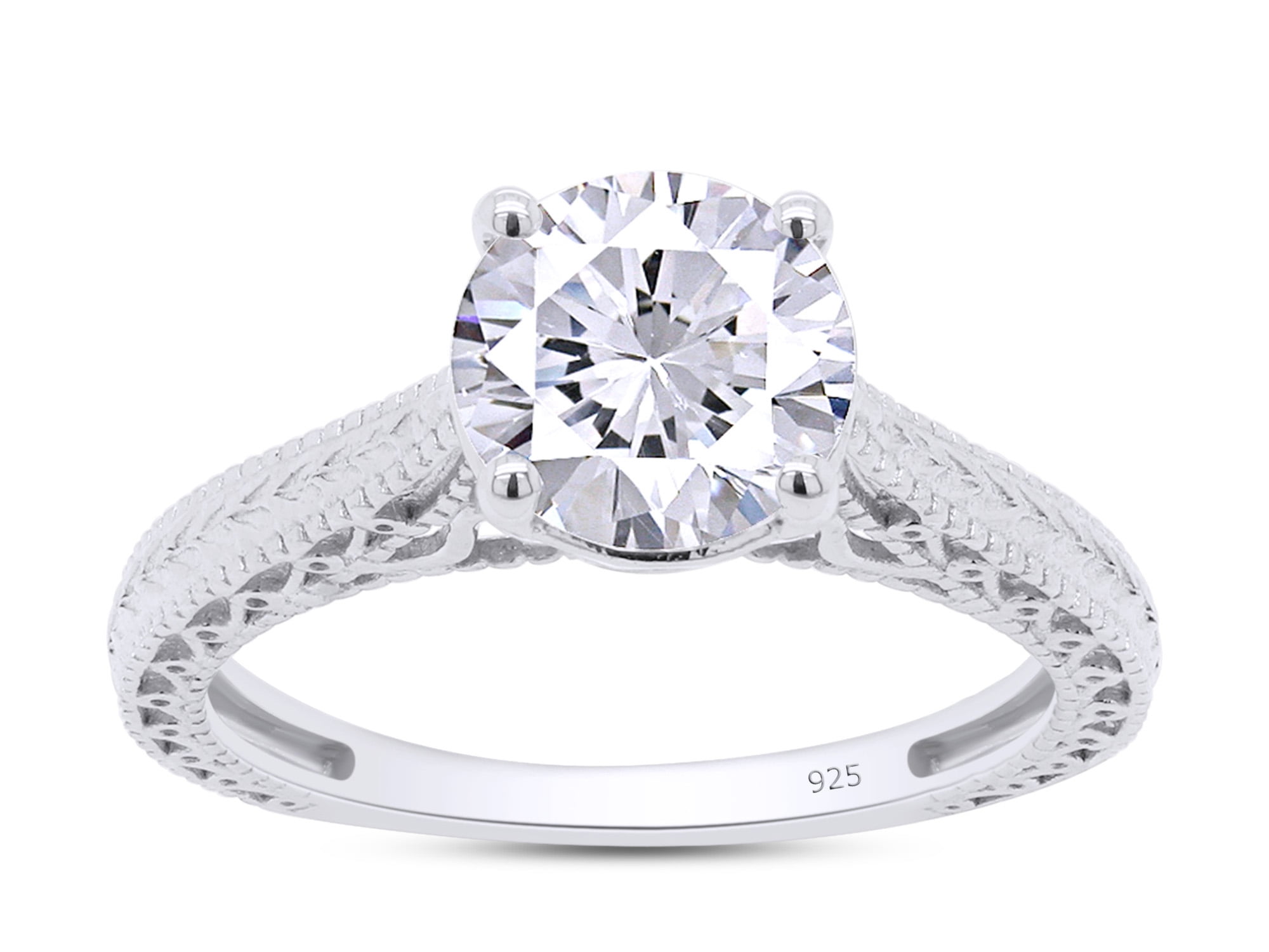 AFFY 1.50CT Moissanite Diamond Antique Vintage Leaf Pattern Shank ...