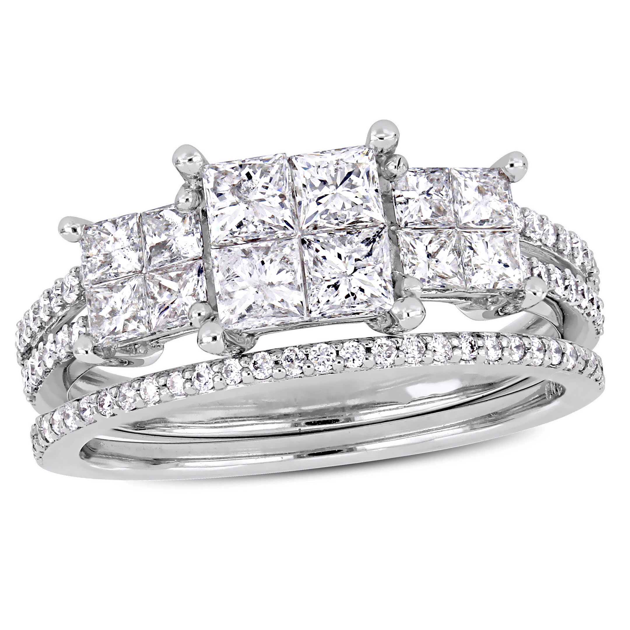 1-1/2 Carat T.W. Diamond Princess-Cut Classic 14kt White Gold ...