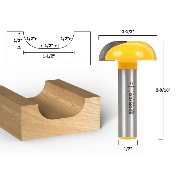 1-1/2" Cove Faux Panel CNC Cabinet Door Raised Panel Router Bit - 1/2 ...