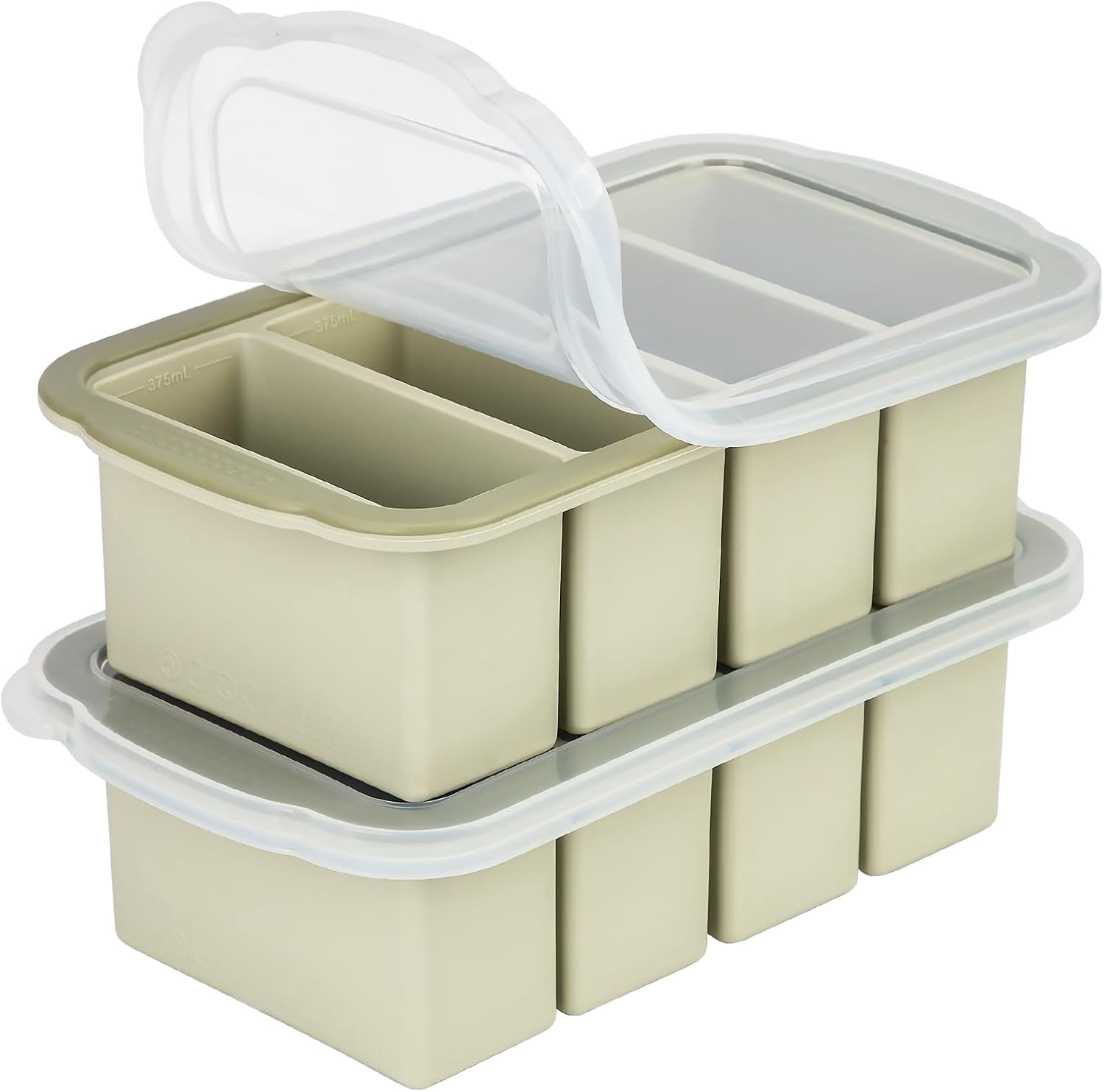 1&1/2-Cup Extra Large Freezing Tray with Lid, 2 PACK, Food Freezer ...