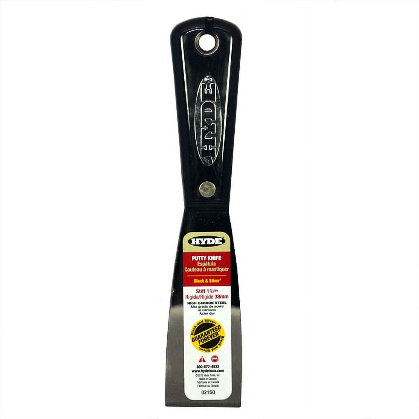 1-1/2" Hyde Tools 02150 Black & Silver High Carbon Steel Stiff Putty ...