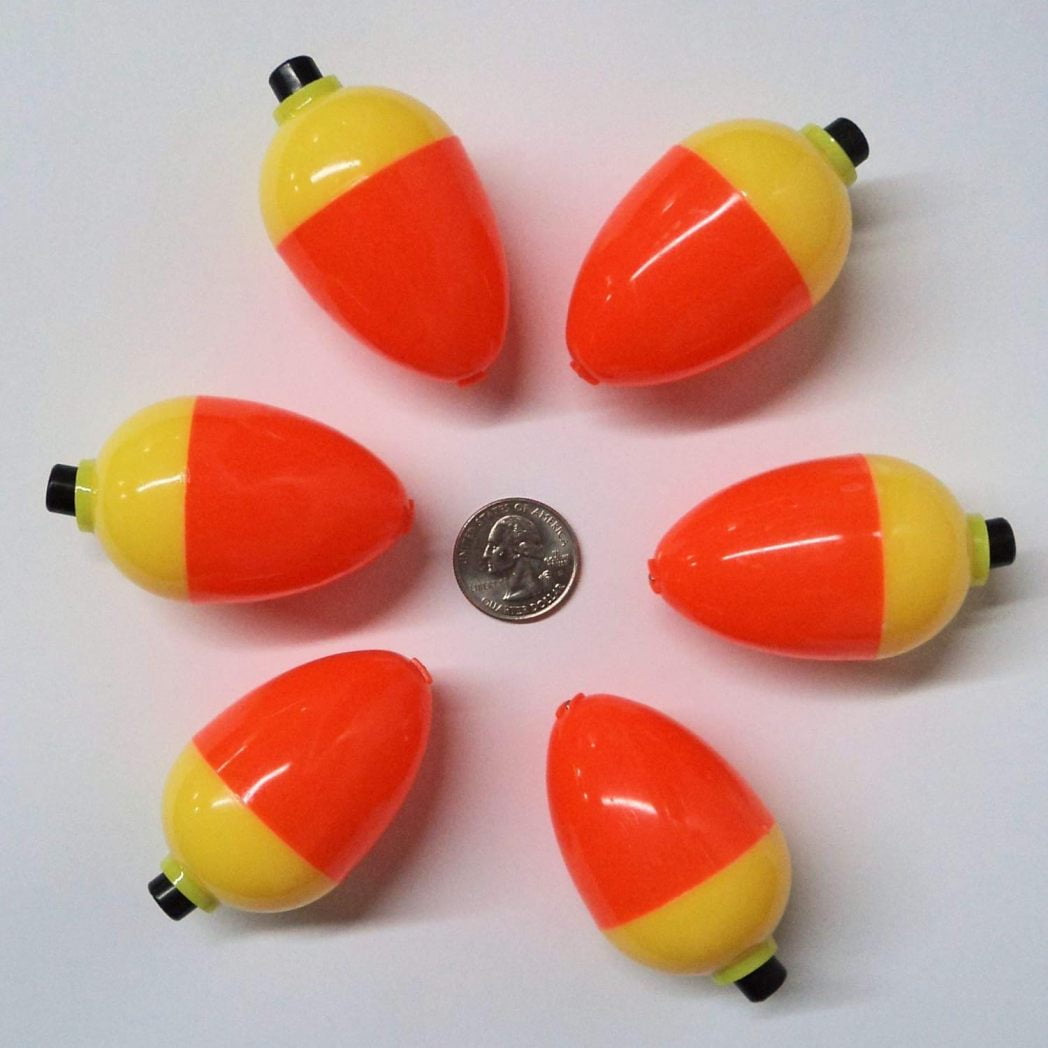 1-1/2" Ice Bobber - Pear Shape; Orange/Yellow; 6 Pack; Easy to See/Use ...