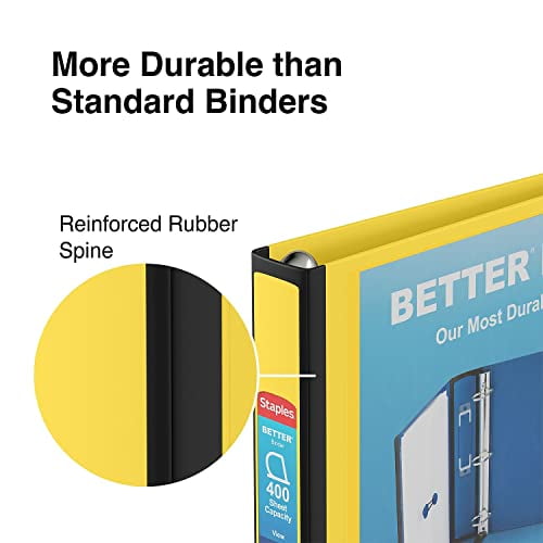 1 1/2 Inch 3 Ring Better Binder, Yellow, 3/Pack (55862/19060Vs ...