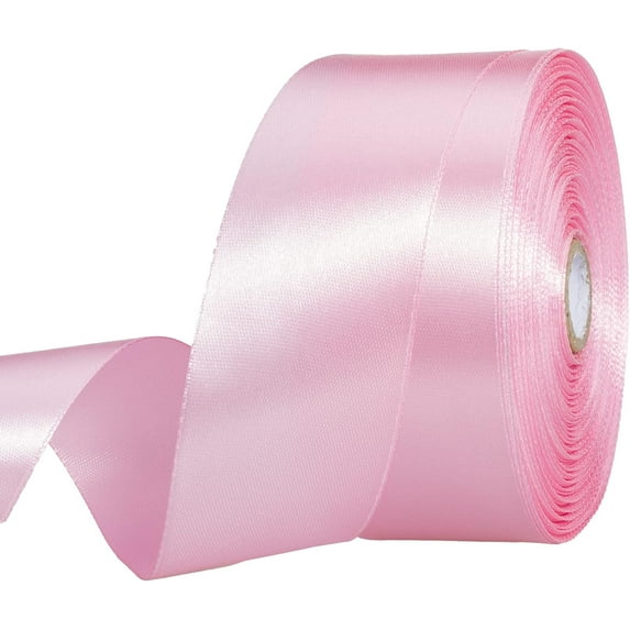 1 1/2 Inch Pink Solid Satin Ribbon, 50 Yards Craft Fabric Ribbon for ...