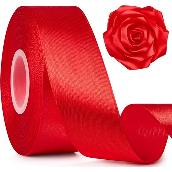 1-1/2 Inch WiRed Satin Ribbon, 50 Yards Solid Polyester Fabric Ribbon ...