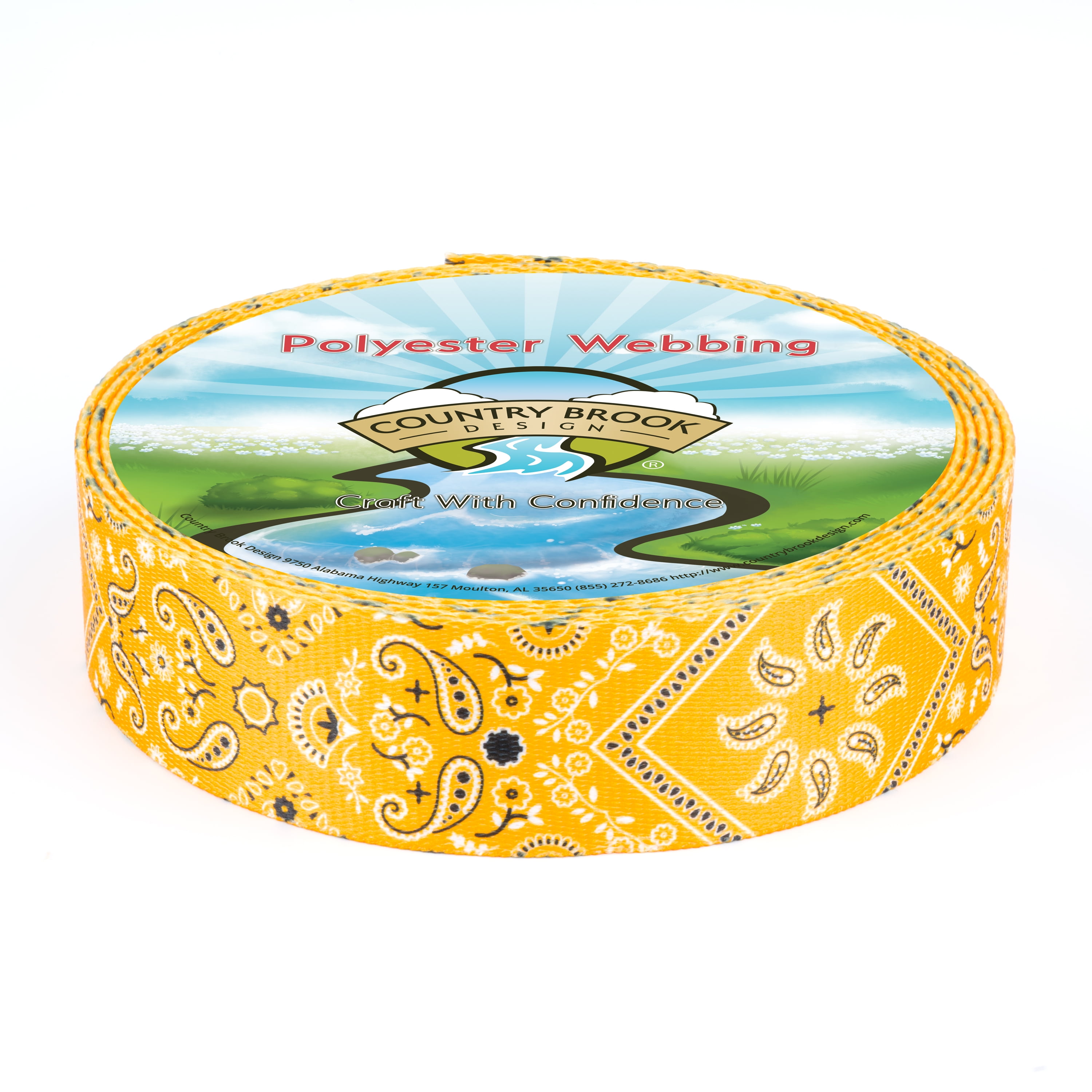 Country Brook Design® 1 1/2 Inch Yellow Bandana Polyester Webbing, 20 ...