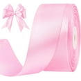 1-1/2 Inches 50 Yards Light Pink Satin Ribbon, Solid Fabric Ribbon Roll ...