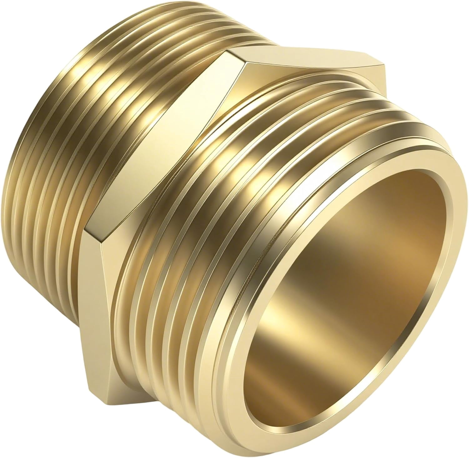 1-1/2" NPT x 1-1/2" NST (NH) Male Brass Hexagonal Nipple Fitting Fire ...