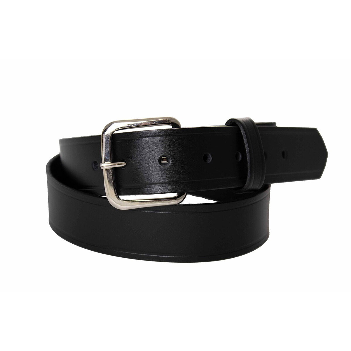 Boston Leather 1-1/2" Off-Duty Belt Plain Black, w/ Silver Buckle, Size ...