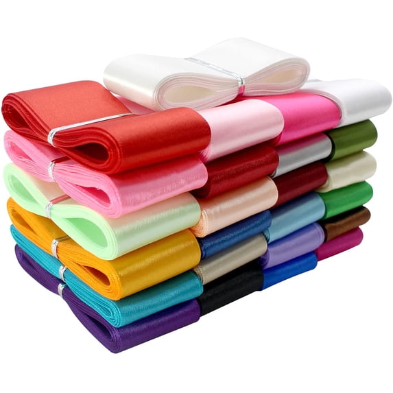 1 1/2" Single Face Satin Ribbon Assortment-100 Yards 25 Colors- Fabric ...