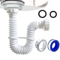 1-1/2" Sink Drain Pipe Kit, Flexible Drain Pipe P Trap, 7.5"-17.7 ...