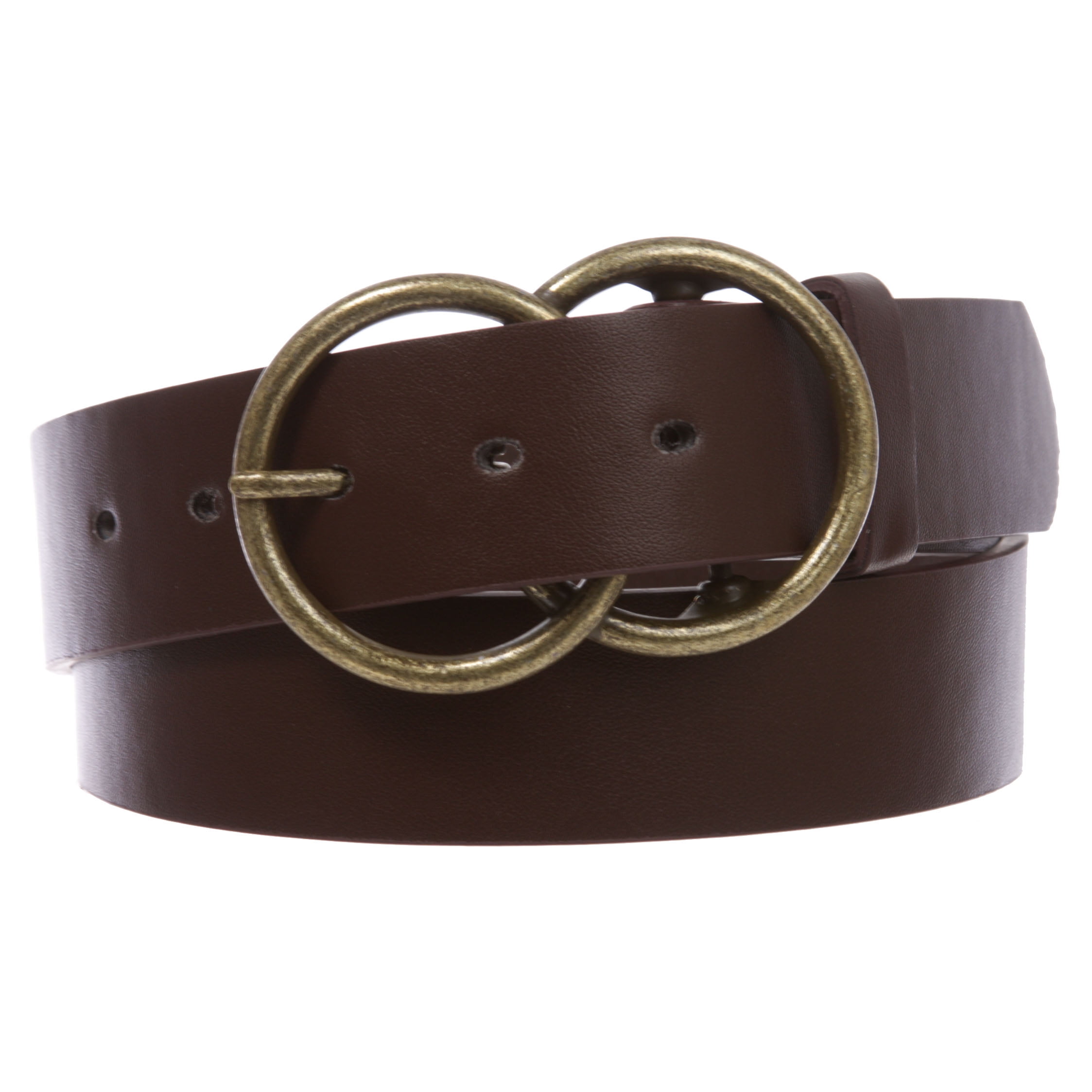 1 1/2" Snap On Round Double Circle O-Ring Buckle With Leather Belt ...