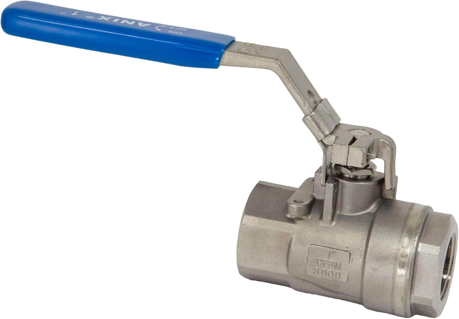 1-1/2" Stainless Steel 2PC Full Port Ball Valve 3000 PSI, NPT Threaded ...