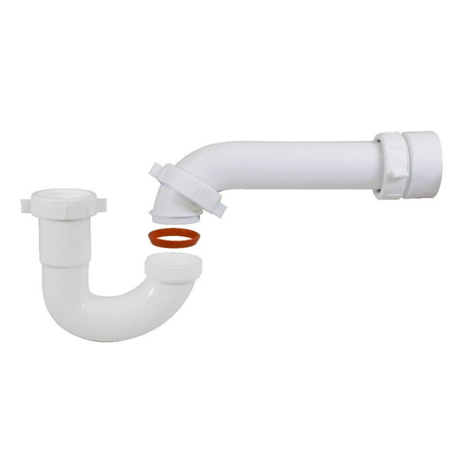 1-1/2" White Plastic P-Trap for Kitchen Sink Tubular Drain - Walmart.com