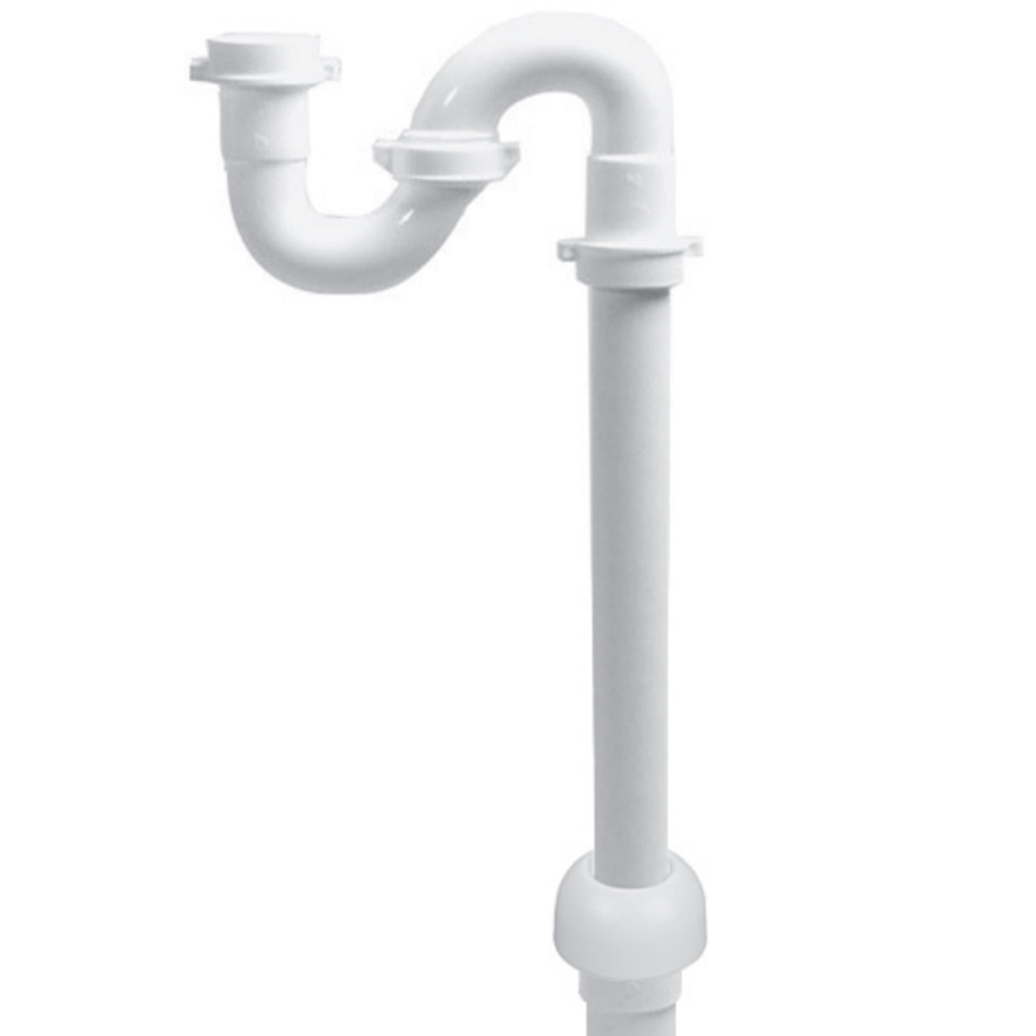 1-1/2" White S-Trap w/Marvel Adapter, Escutcheon & TPR Washer for Sink ...