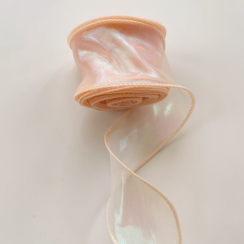 1 1/2" Wide Sparkly Sheer Organza Ribbon, Pastel Shimmer Iridescent ...