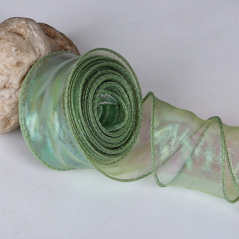 1 1/2" Wide Sparkly Sheer Organza Ribbon, Pastel Shimmer Iridescent ...