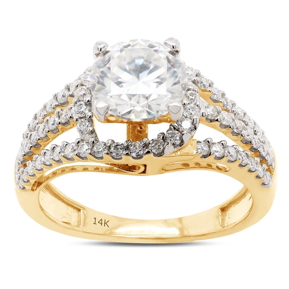 1 1/2 ct. t.w Center 6.5MM Round Cut Lab Created Moissanite Diamond ...