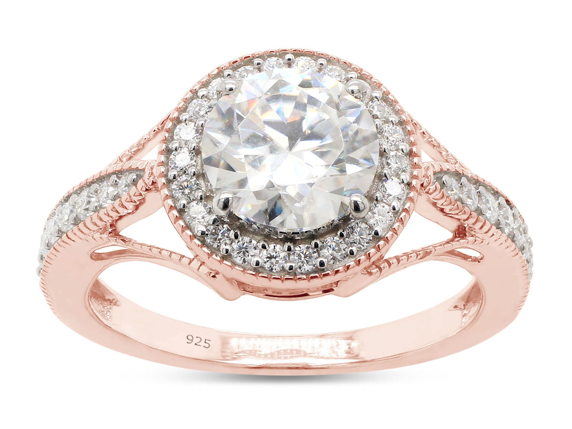 1 1/2 ct. t.w Center 7MM Round Cut Lab Created Moissanite Diamond Halo ...