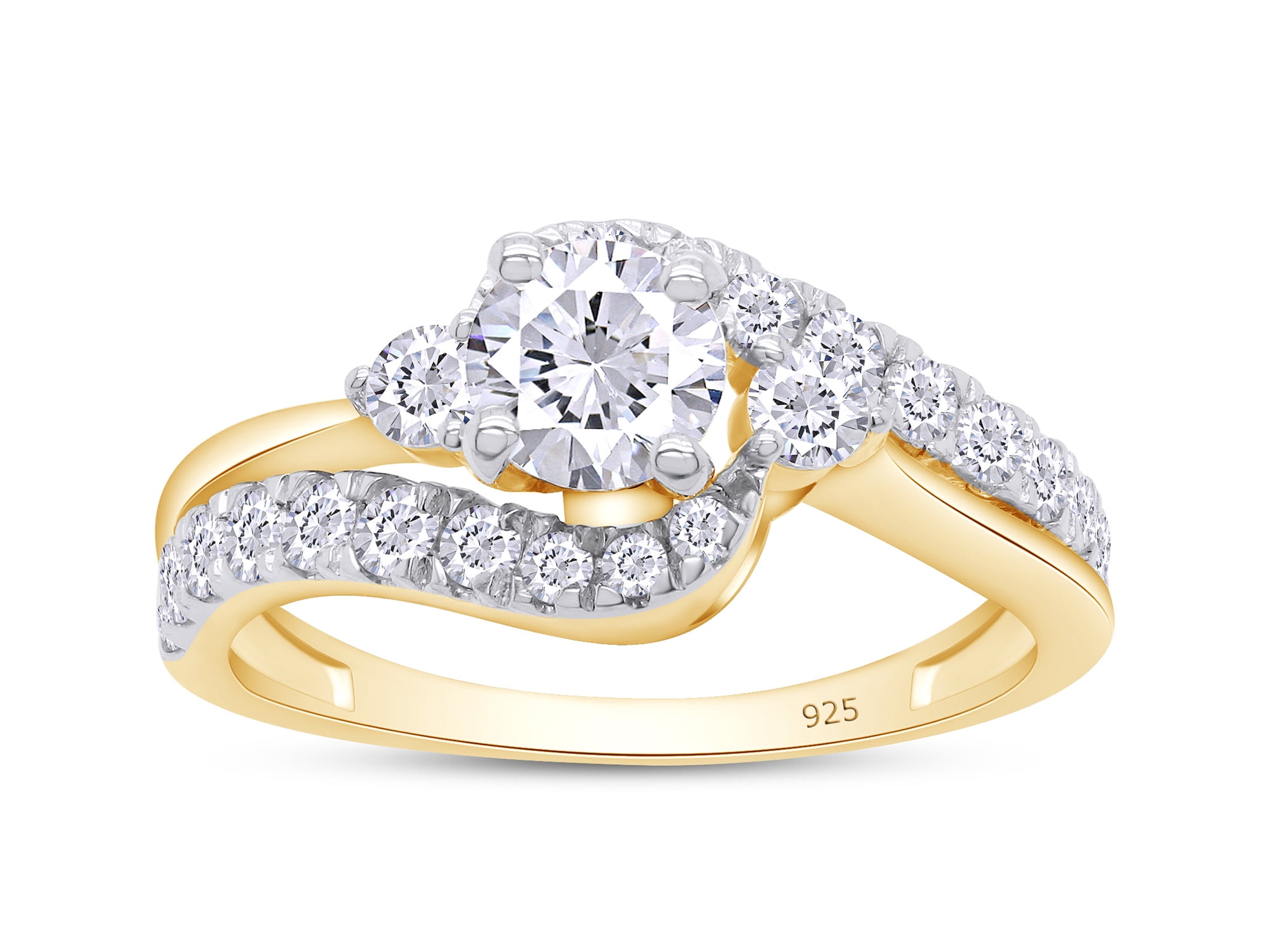1 1/2 ct t.w Round Cut Lab Created Moissanite Diamond Bypass Engagement ...