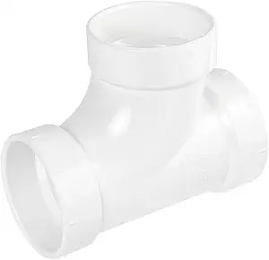 1-1/2 in. PVC DWV Drain Waste Vent Sanitary Tee Hub, White PVC Drain ...