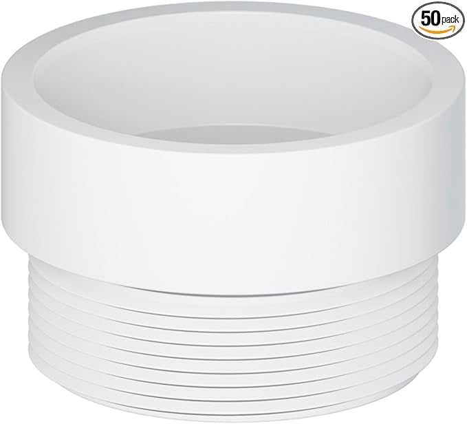 1-1/2 in. White PVC DWV Male Adapter, MPT x Hub Fitting for Drain ...