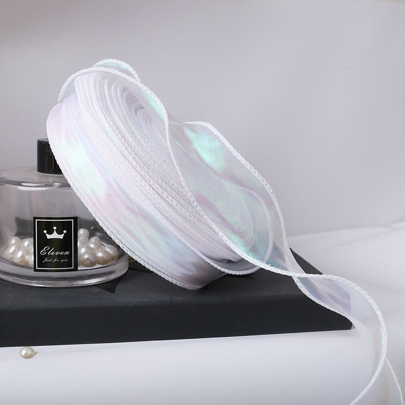 1-1/2 inch wide laser chiffon ribbon shimmering sheer stiff yarn craft ...