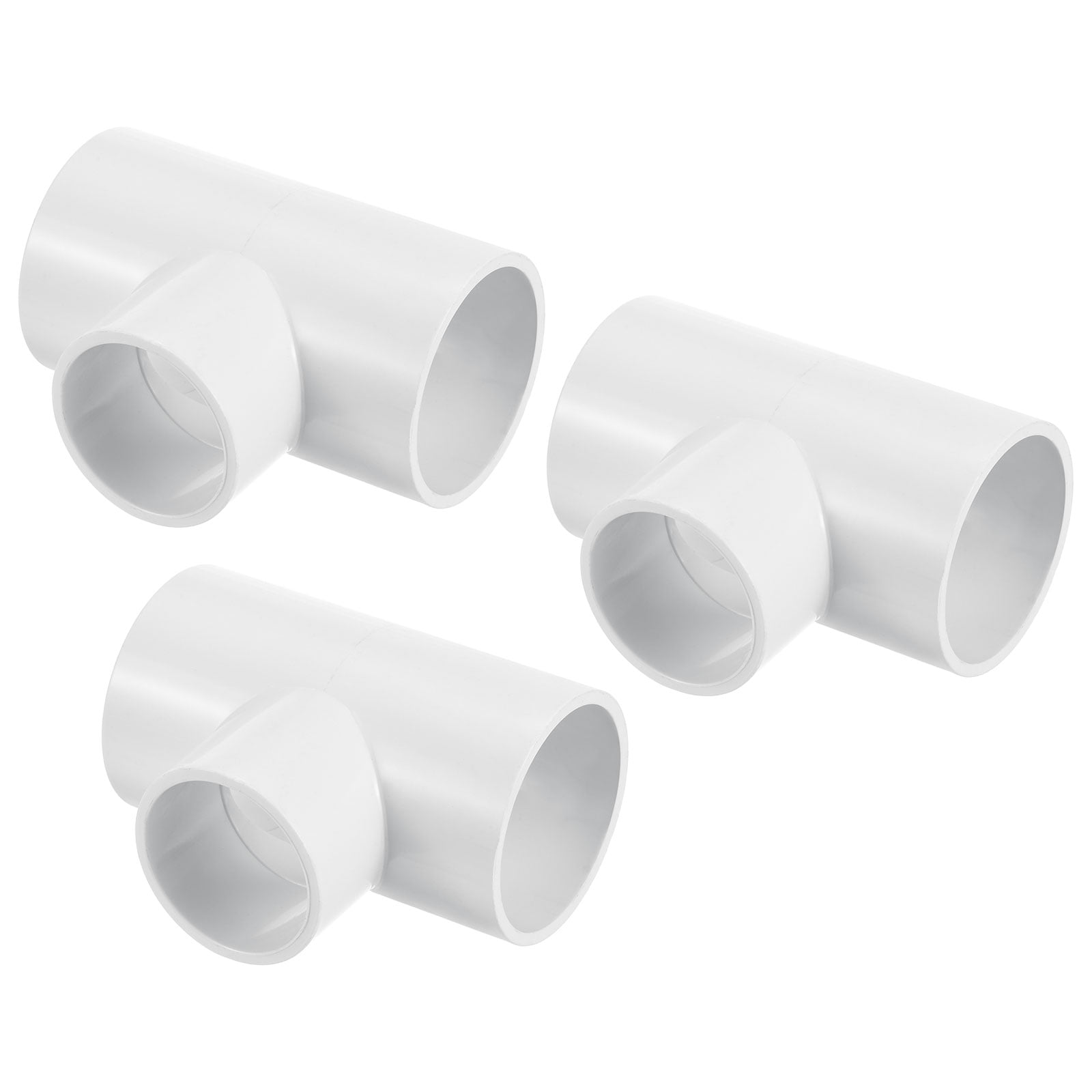 1 1/2" x 1 1/4" 3 Way Tee Pipe Fittings UPVC, 3 Pack Joint Coupling Pipe, White - Walmart.com