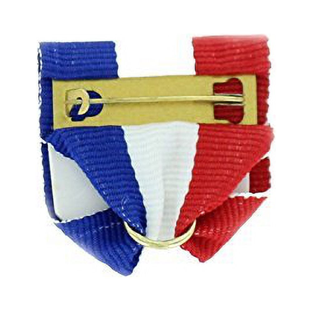 1-1/2 x 1-3/8 Inch Drape Pin Back Red, White and Blue Ribbon with Jump ...