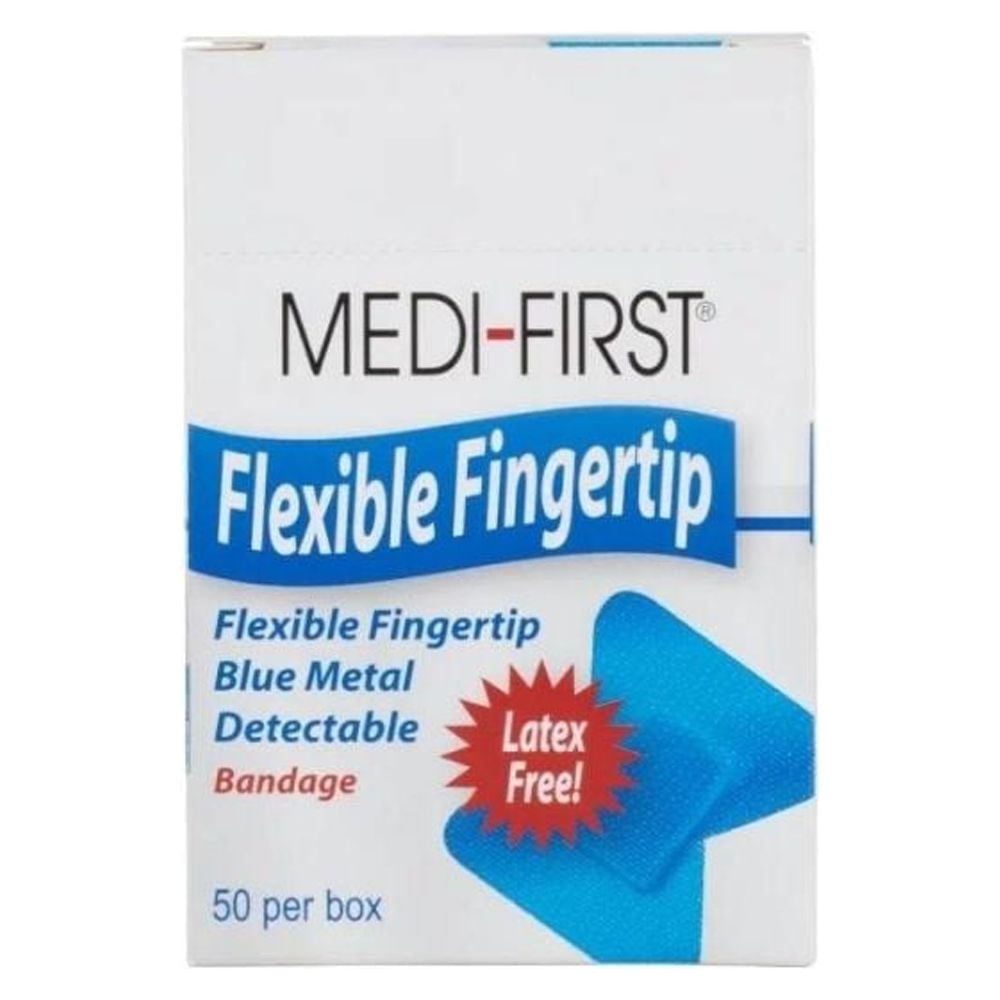 1-1/2" x 3" Blue Metal Detectable Fingertip Bandages 50/Box (10 Boxes ...