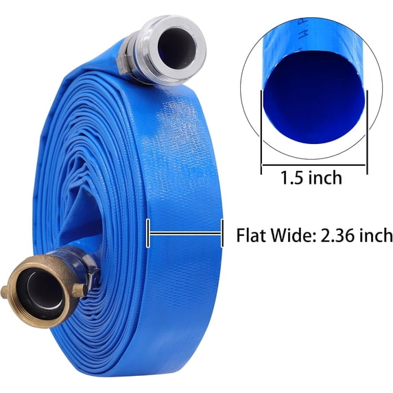 1-1/2" x 50′FT Pool Backwash Hose With Aluminum Pin Lug Fittings, Heavy ...