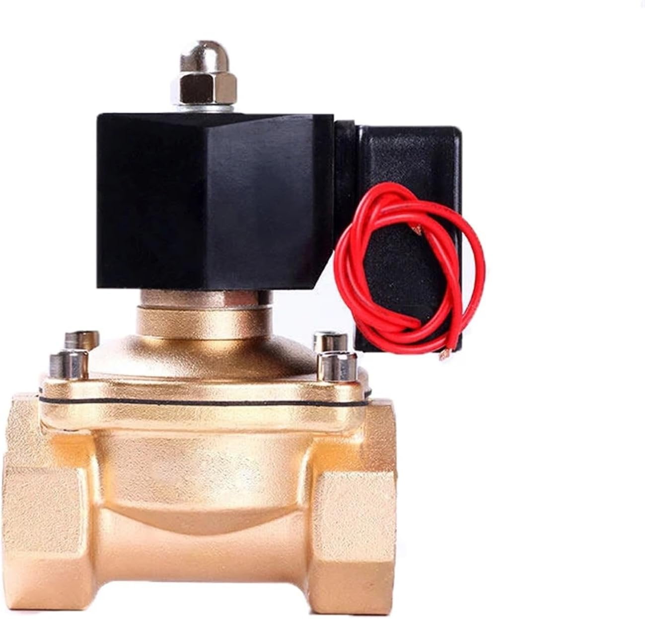 1-1/4" Brass Normally Closed Solenoid Valve 220V 110V 24V 12V 24 hours Non Heating Solenoid ...