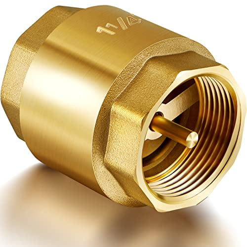 1-1/4 Inch Check Valve Brass In-Line Check Valve Female Pipe Thread One Way Backflow Prevention ...