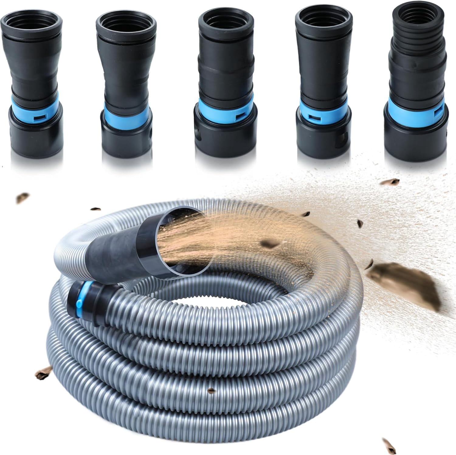 1-1/4 Inch X 12 Feet Vacuum Hose Adapter Kit for Home and Shop Vacuum ...