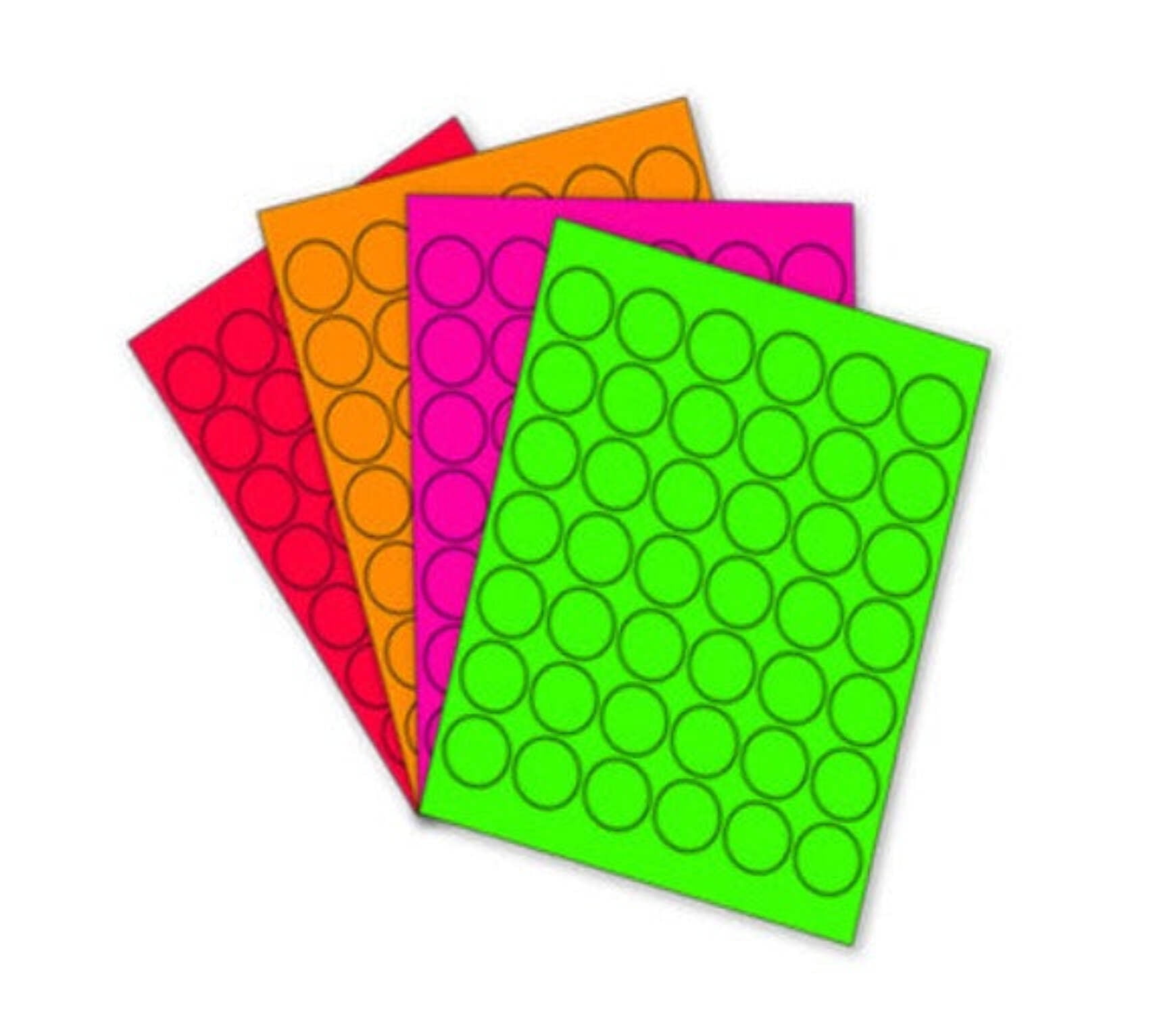 1-1/4" Printable Circle Labels - Neon Variety Pack: 25 Sheets/ Pack ...
