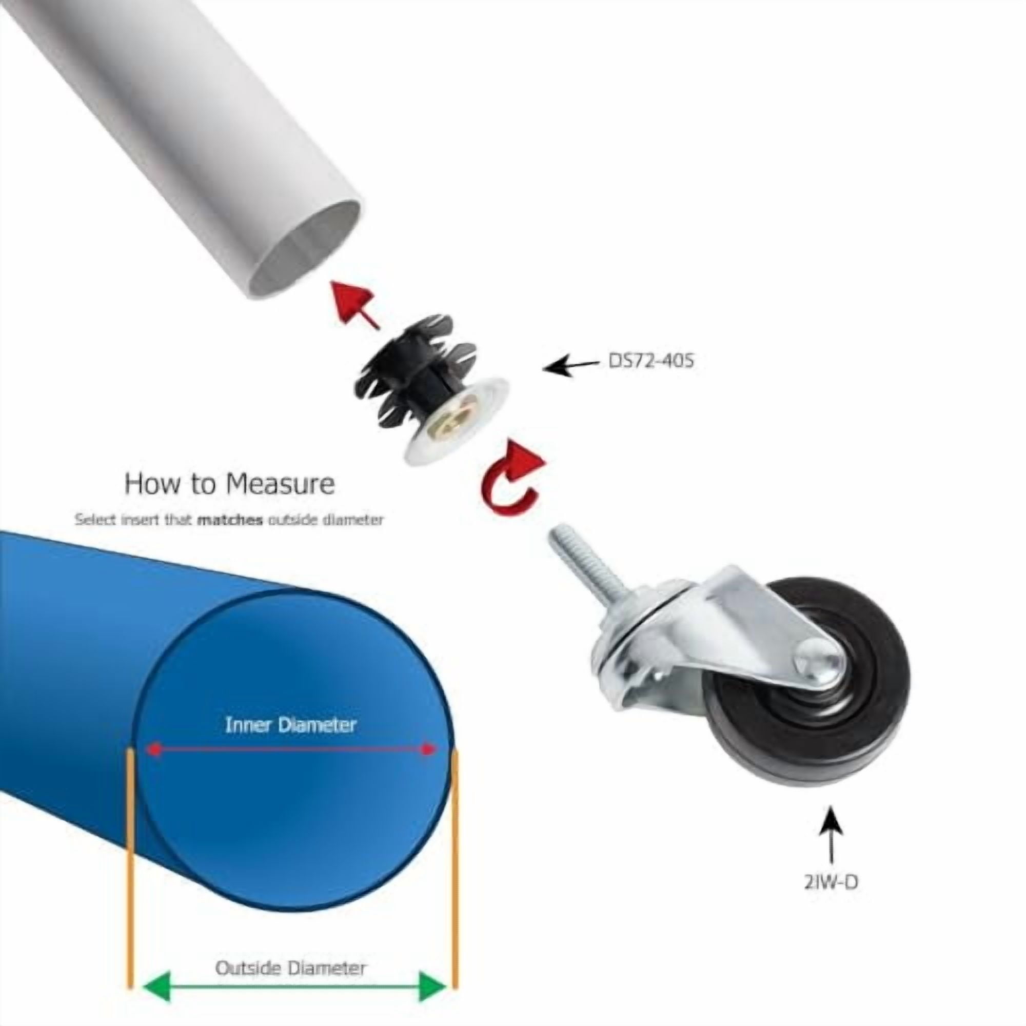 1-1/4" Round Metal Double Star Caster Insert | 5/16-18 Threaded Stem ...