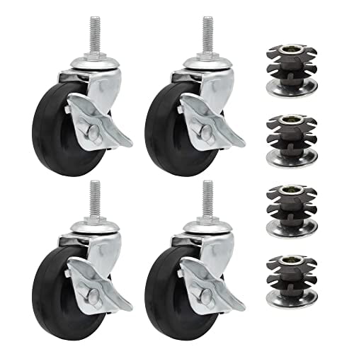 1-1/4" Round Metal Double Star Caster Insert | 5/16-18 Threaded Stem ...