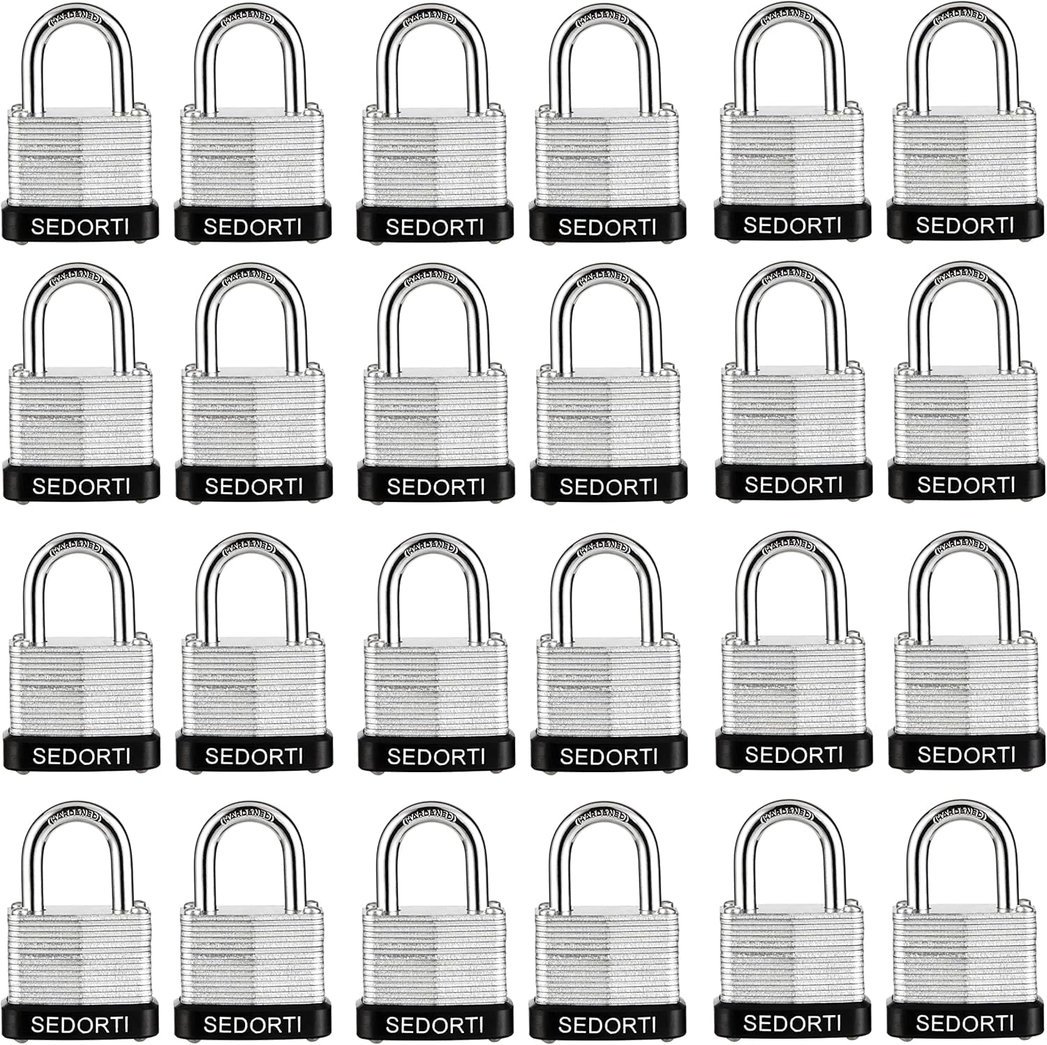 1-1/4" Wide Body Laminated Steel Padlock Set, Small Heavy Duty Locker ...