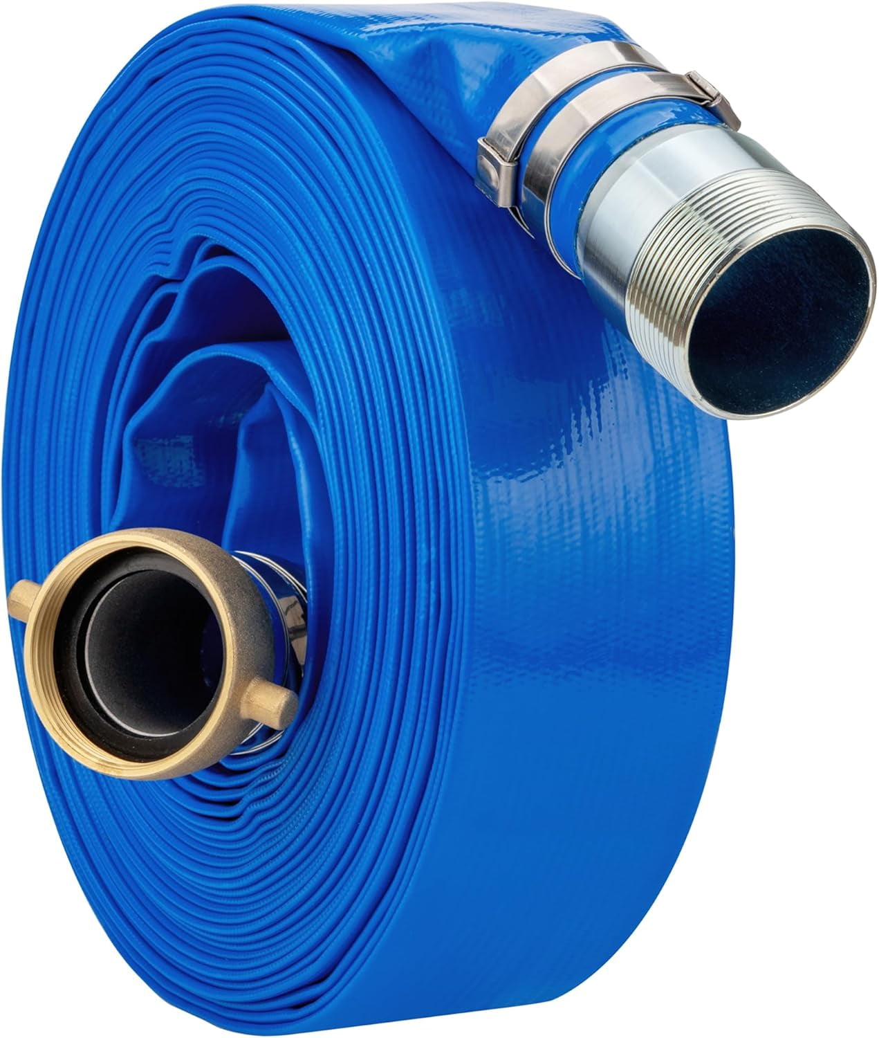 1-1/4" X 50ft PVC Lay Flat Water Pump Discharge Hose with NPT Pin Lug ...