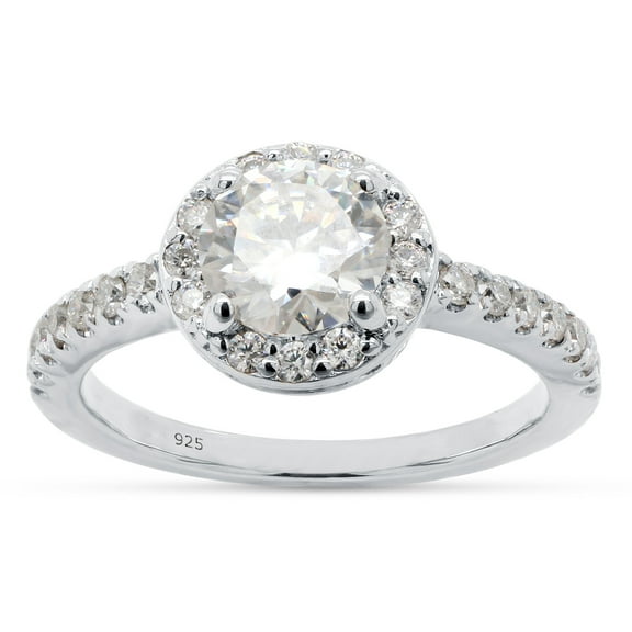 1 1/2 ct. t.w Center 7MM Round Cut Lab Created Moissanite Diamond Halo ...