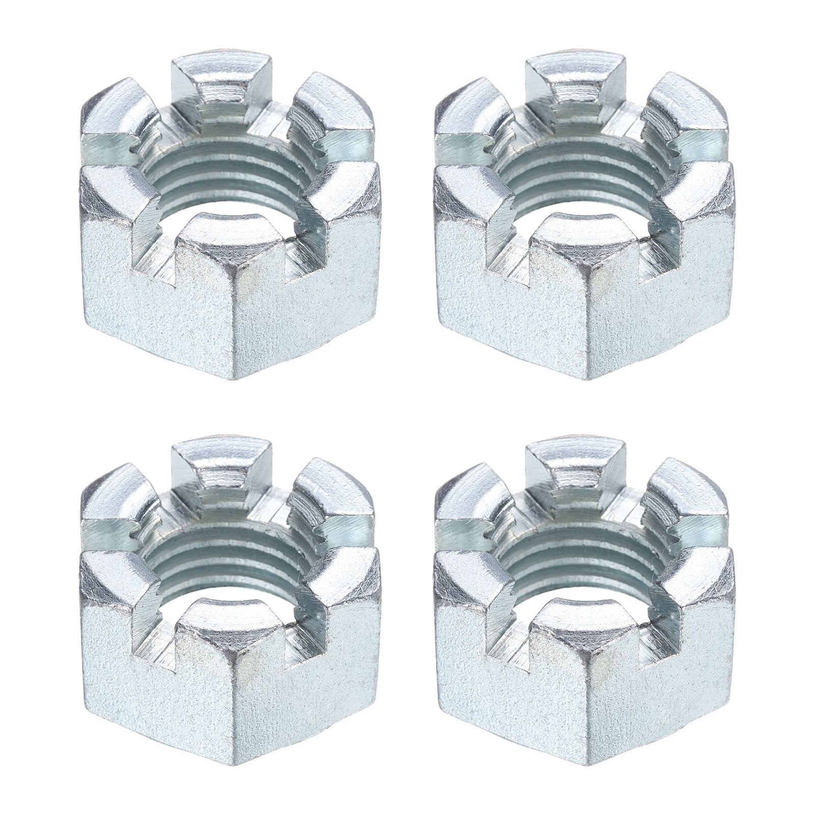 1-1/8"-7 Hexagon Slotted Nut, Grade 6.8 Carbon Steel Hex Nuts, Silver ...