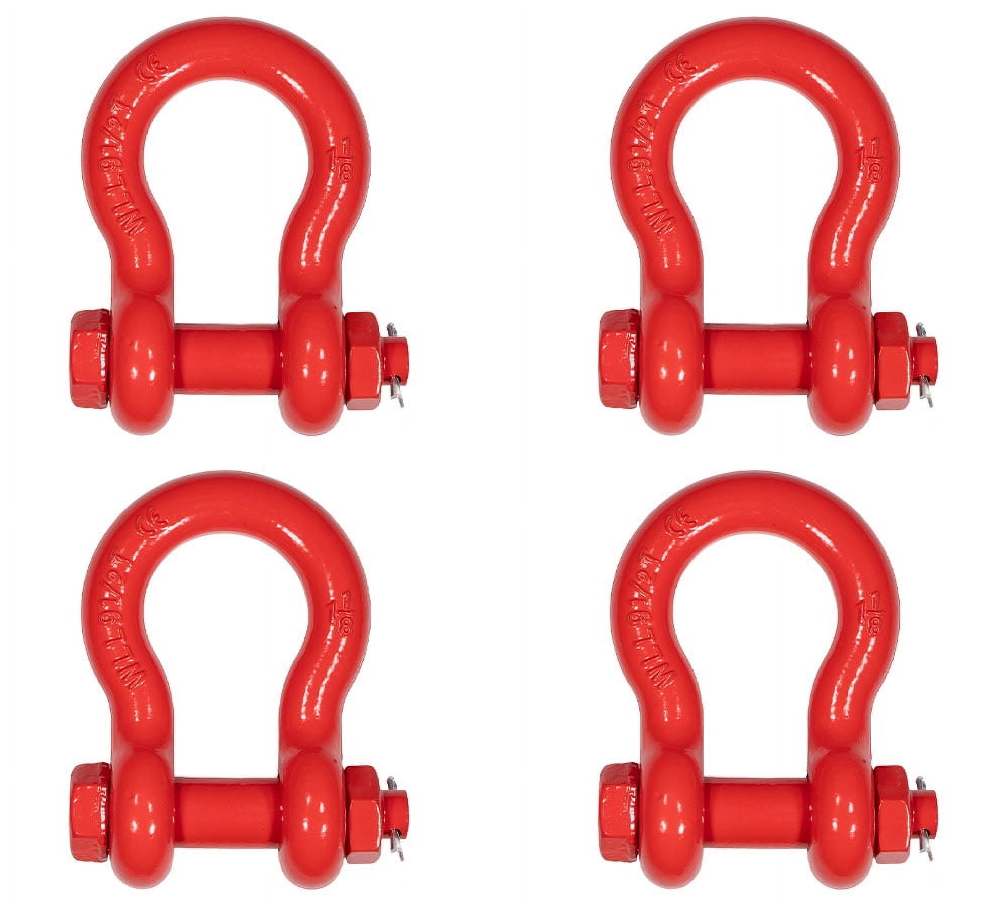 4 Pack 1-1/8" Anchor Shackle Forged Carbon Steel w/ Safety Screw Pin ...