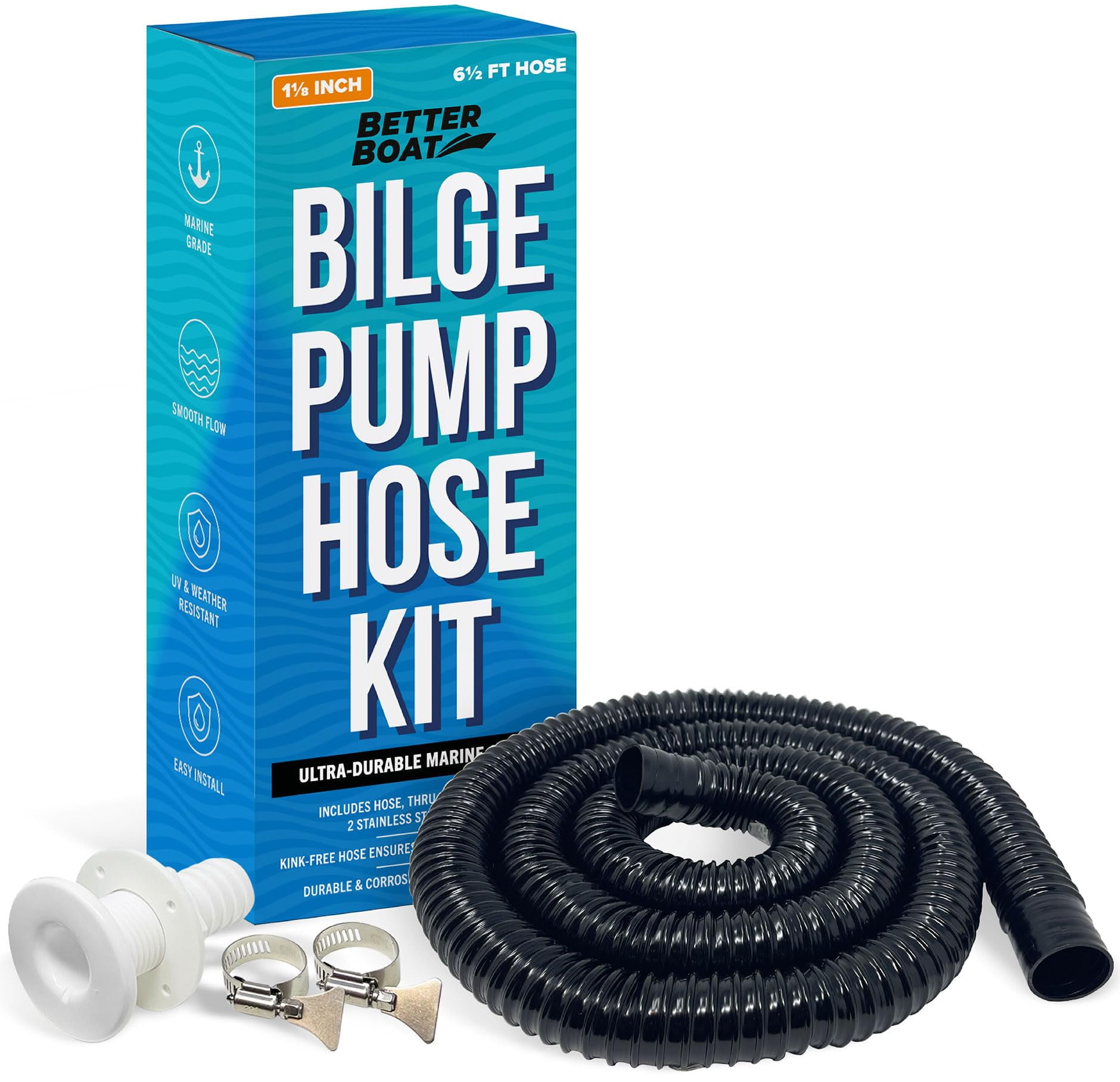 1 1/8 Bilge Pump Hose Kit for Boats Bilge Pump Hose Adapter with Thru ...